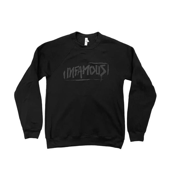 Crew Neck Sweatshirt - Black on Black Infamous - Infamous Paintball